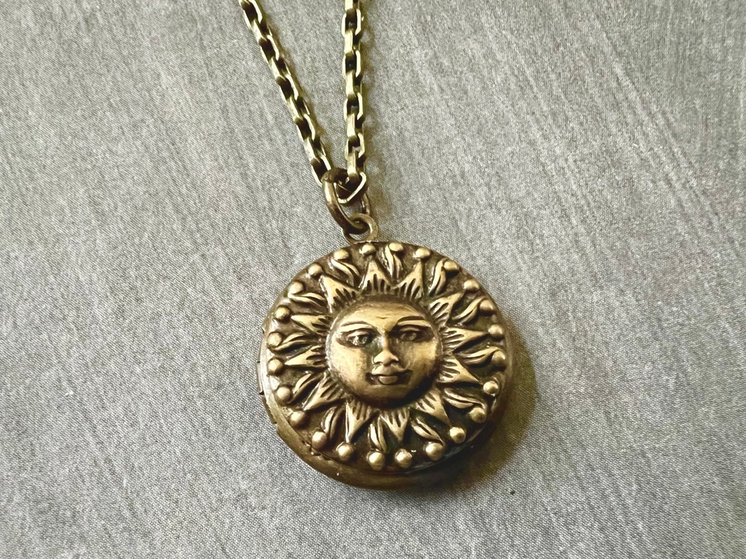 Small Sun Hidden Locket Vintage Style Celestial Unisex Gift Men's ...