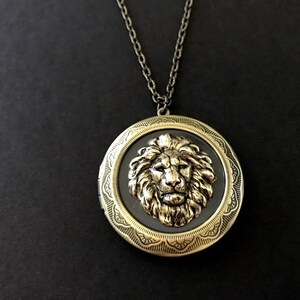 XL LION Locket Leo Birthday Gift Zodiac Lion Round Locket - Etsy