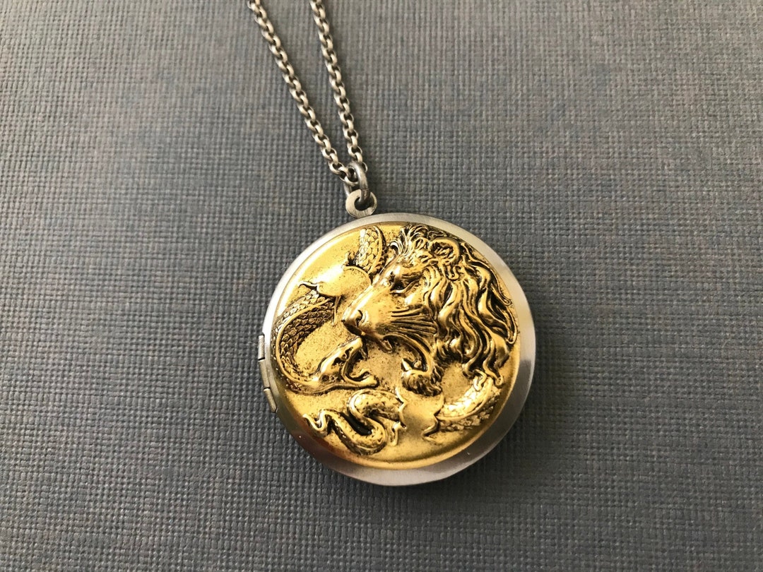 Lion Médaillon Serpent Collier Unisexe Homme Médaillon Fête - Etsy France
