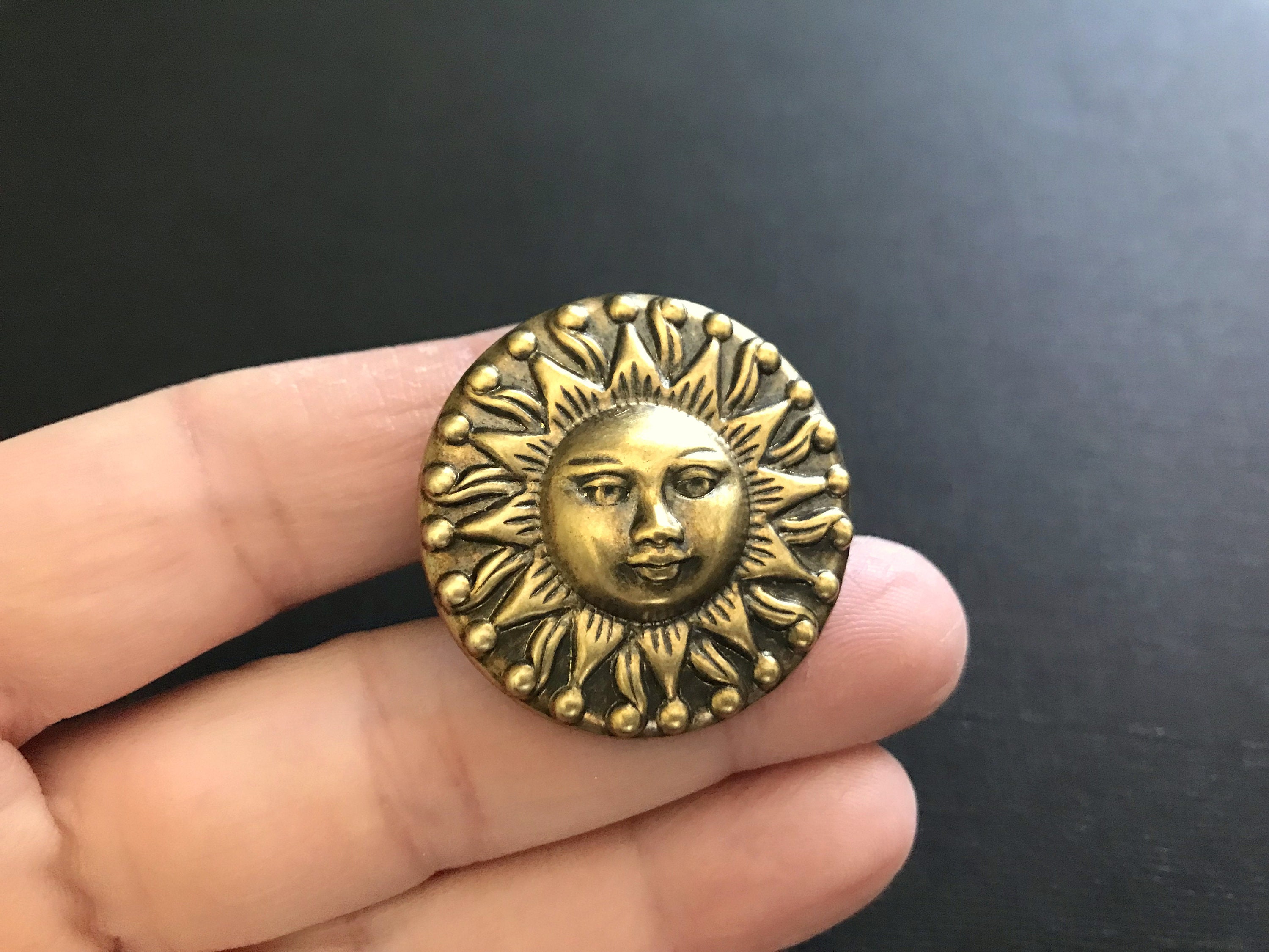 Bold Sun Brooch Celestial Pin Tie Tack Back Large Sun Face | Etsy