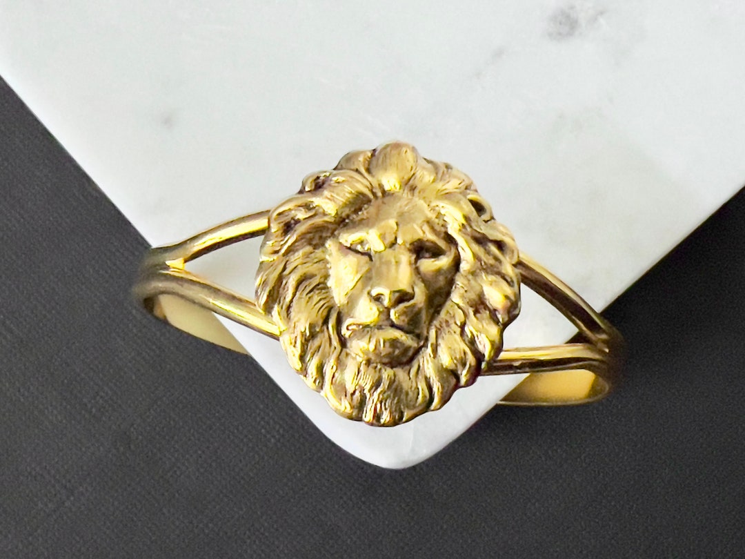 Gold Lion Cuff Bracelet Lion’s Mane Leo Birthday Gift Unisex Cuff ...