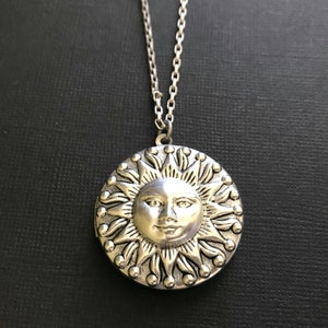 Silver Sun Hidden Locket Bright Star Unisex Gift Celestial | Etsy