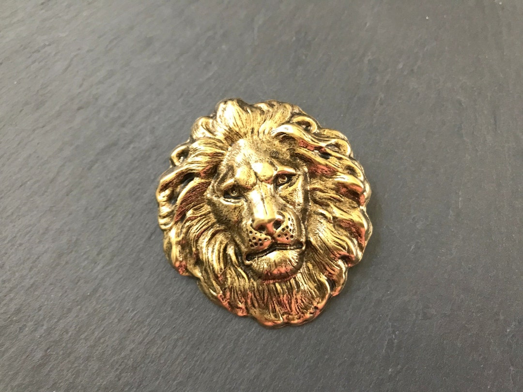 Large Gold Lion Pin Leo Birthday Zodiac Lion's Mane Brooch Lion Men's ...
