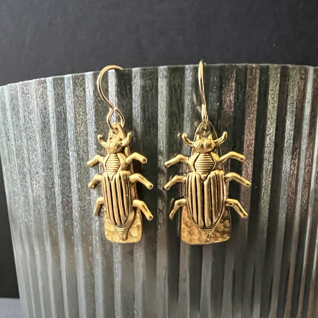 Gold Beetle Earrings Scarab Insect Gothic Bug Jewelry Creepy Bug Lover ...