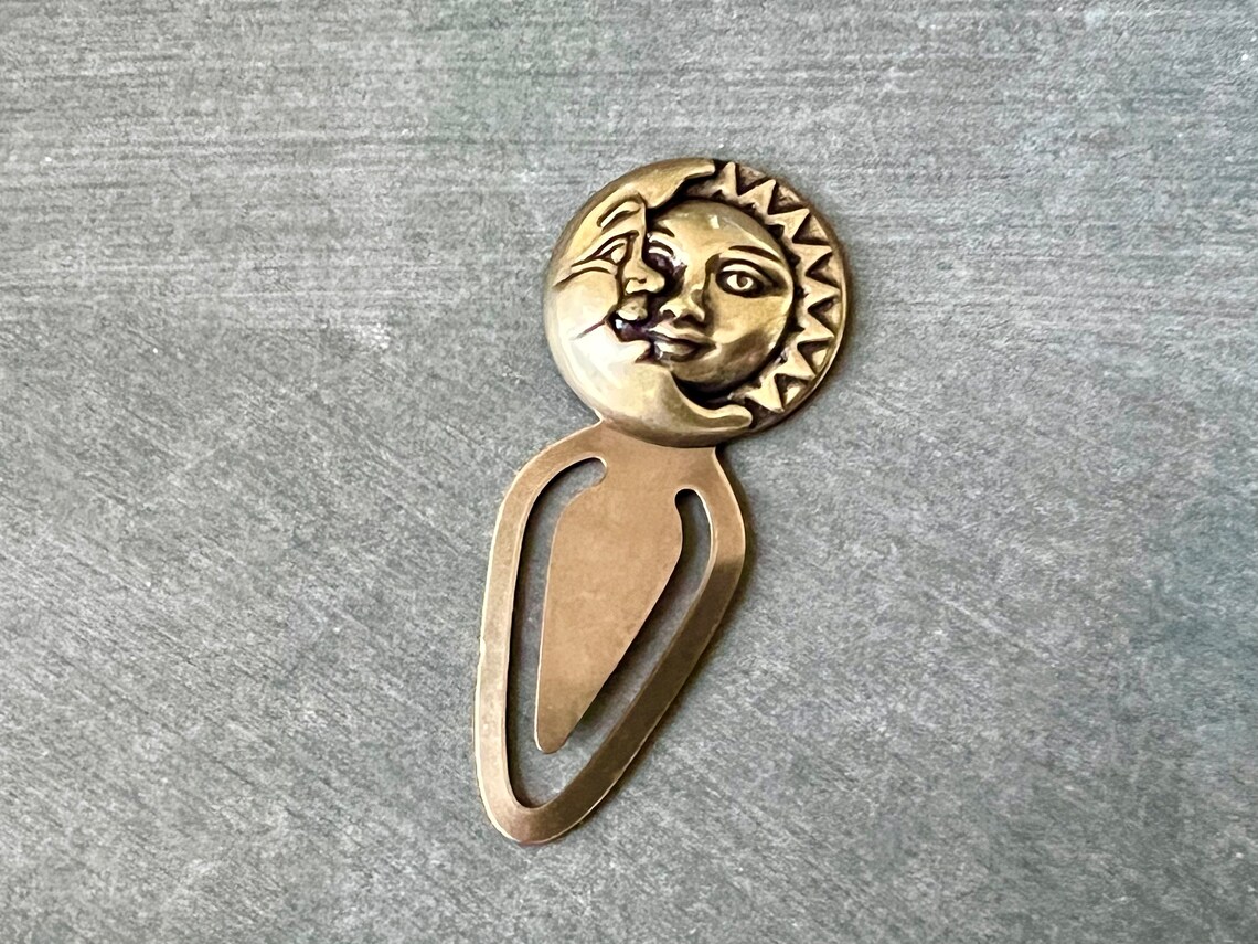 Celestial Bookmark Crescent Moon Face Sun Face Book Marker - Etsy