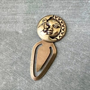 Celestial Bookmark Crescent Moon Face Sun Face Book Marker Vintage ...