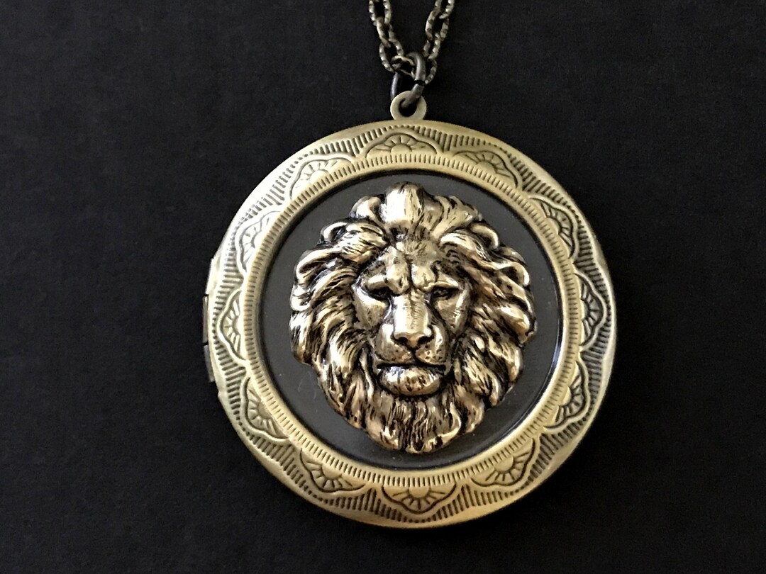 XL LION Locket Leo Birthday Gift Zodiac Lion Round Locket - Etsy