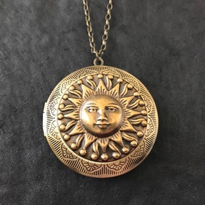 XL Celestial Locket Bold Sun Face Statement Necklace Antique - Etsy