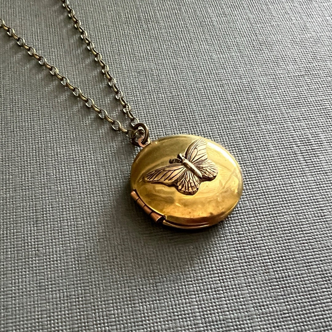 Butterfly Vintage Locket Moth Necklace Butterfly Wings BFF Gift Nature ...