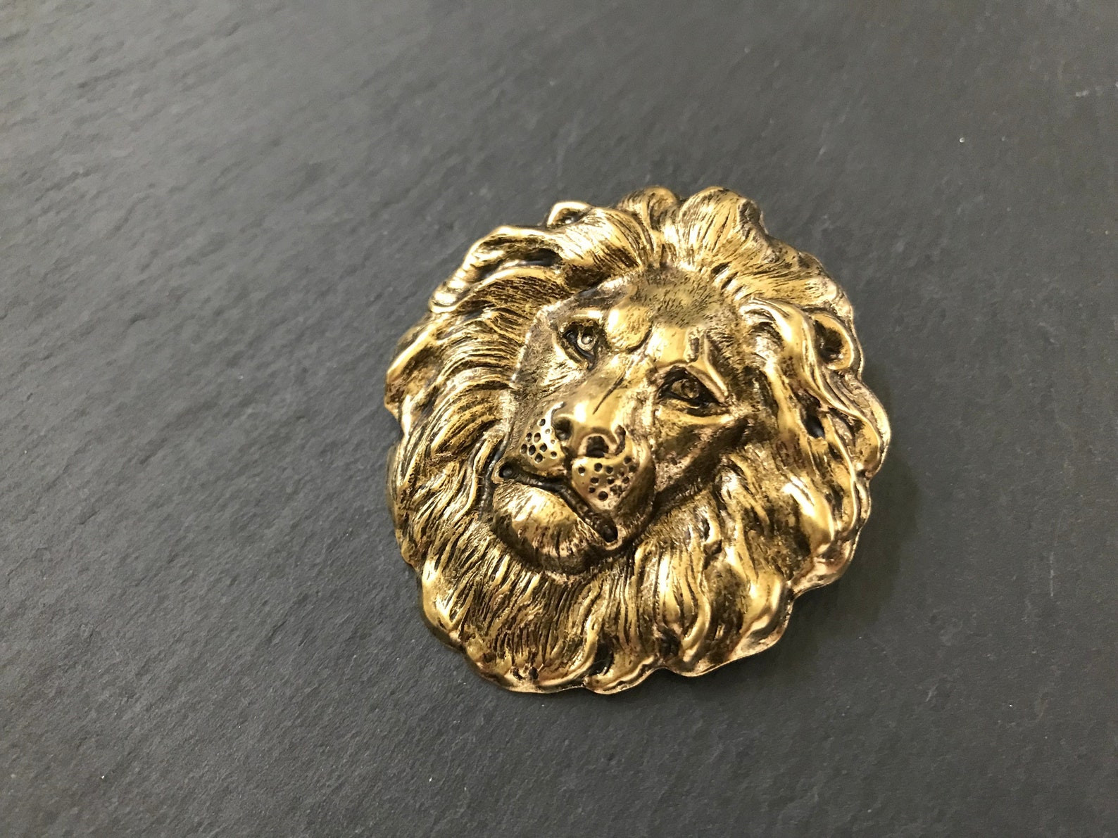 Lion Head Pin Leo Birthday Gift Zodiac LARGE Lion's Mane Men's Brooch ...