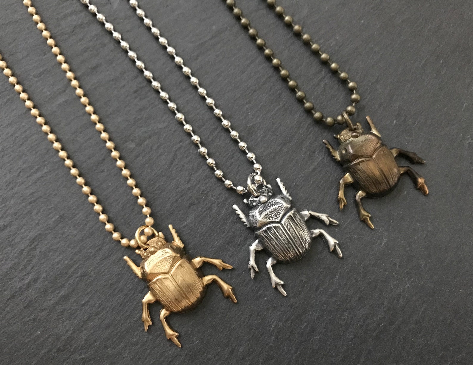 Beetle Necklace Silver Bug Patina Insect Gold Beetle Scarab - Etsy