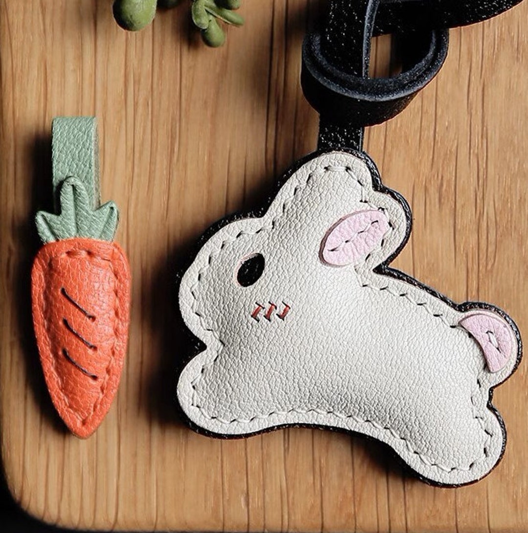 Rabbit and Carrot Keychain Pendant Customization Pure Handmade Car ...