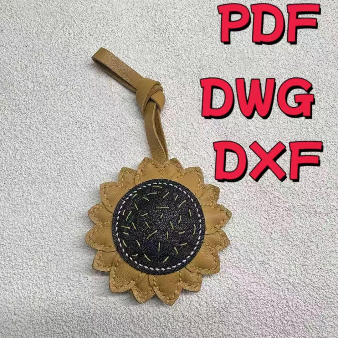 PDF DXF DWG Pattern Keychain Keychain With Sunflower Blueprint ...