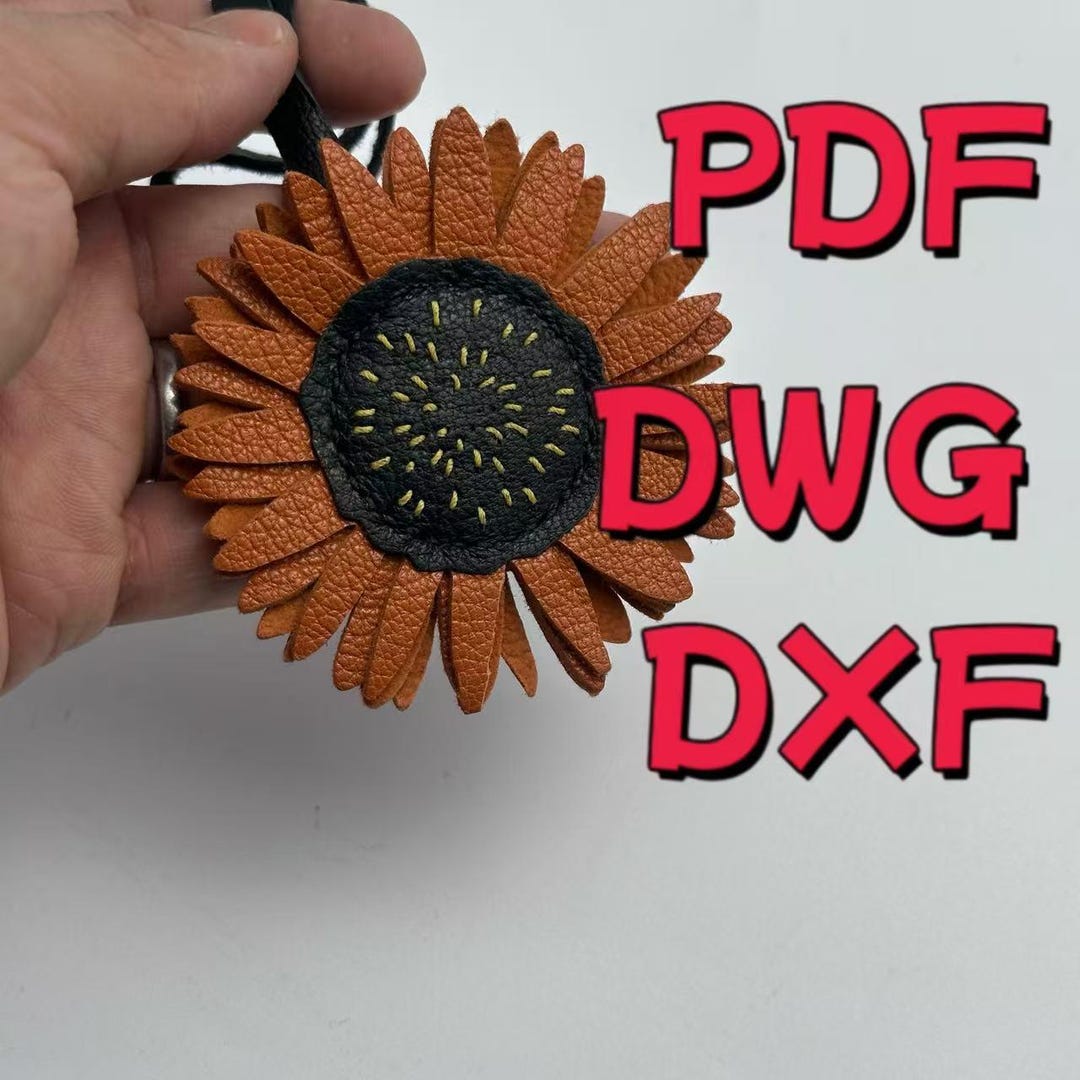 PDF DXF DWG Mode Keychain Keychain Flower Blueprint Sunflower Digital ...