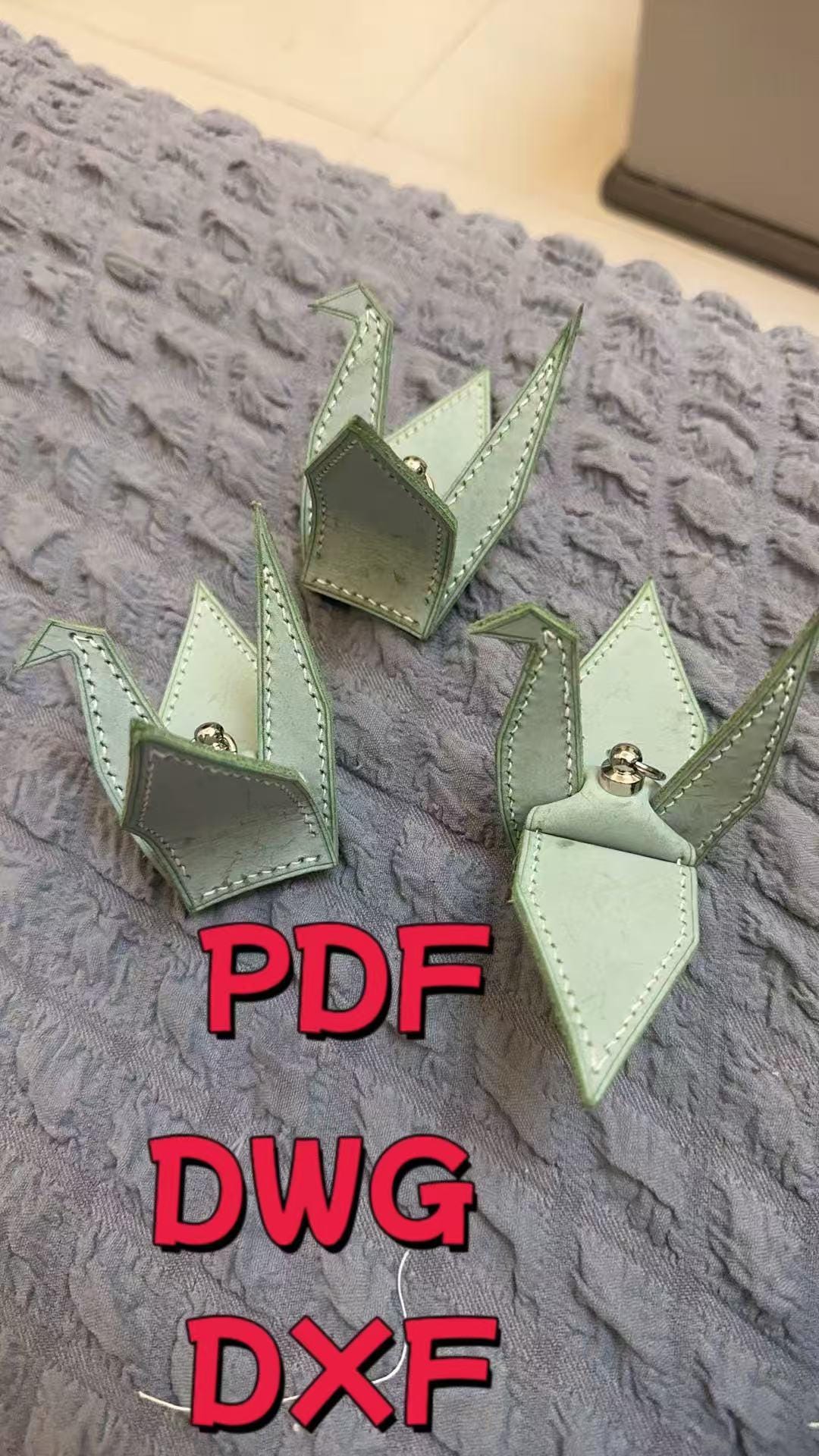 PDF DXF DWG Keychain Paper Crane Blueprint Paper Crane Digital ...