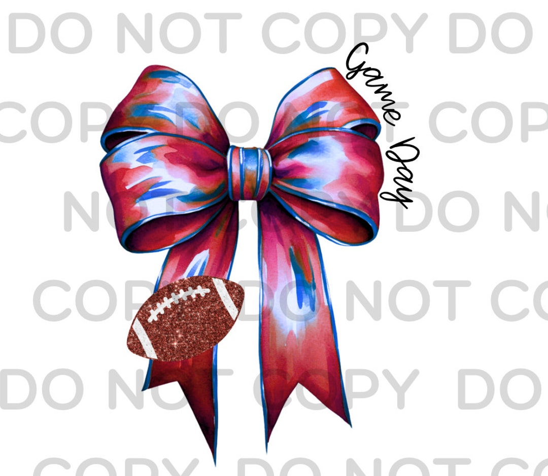 3 Red & Blue Coquette Bow PNG Set Football Quotes "game Day," "blessed ...