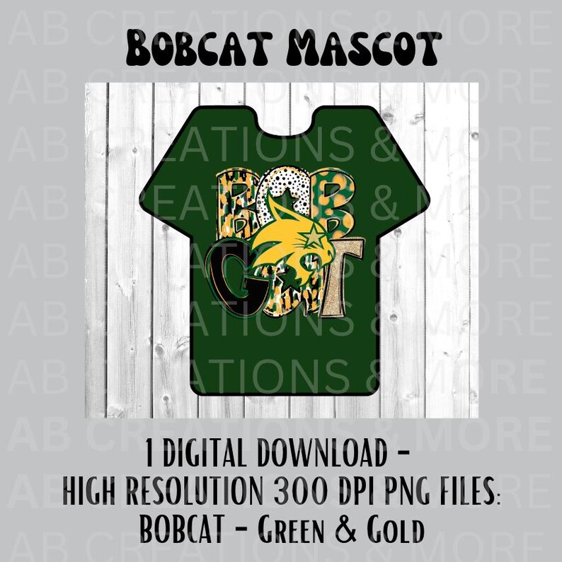 Preppy Bobcat Green and Gold Mascot Digital PNG Fils . One Green and ...