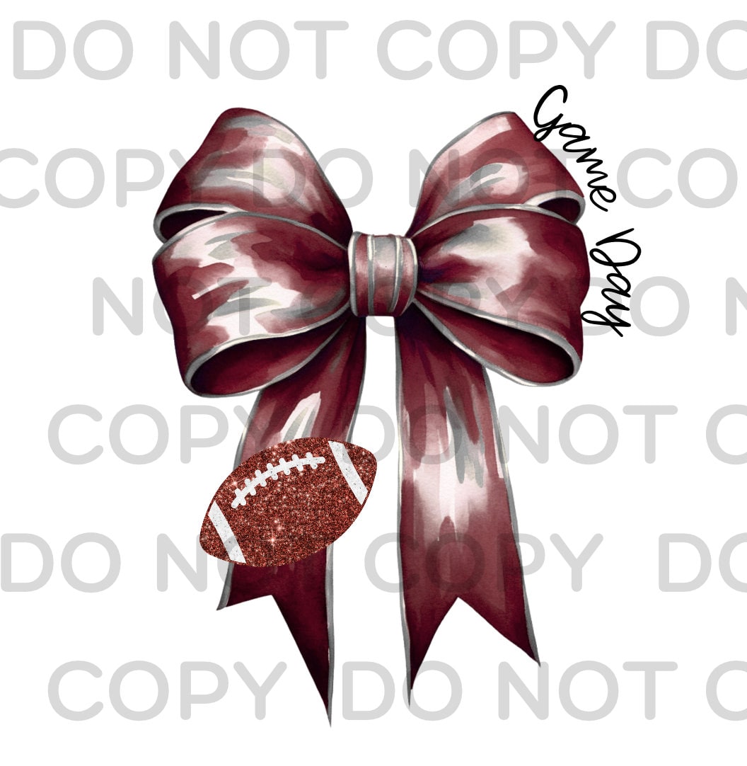 3 Maroon & Gray Coquette Bows PNG Set Football Quotes Game Day, Blessed ...