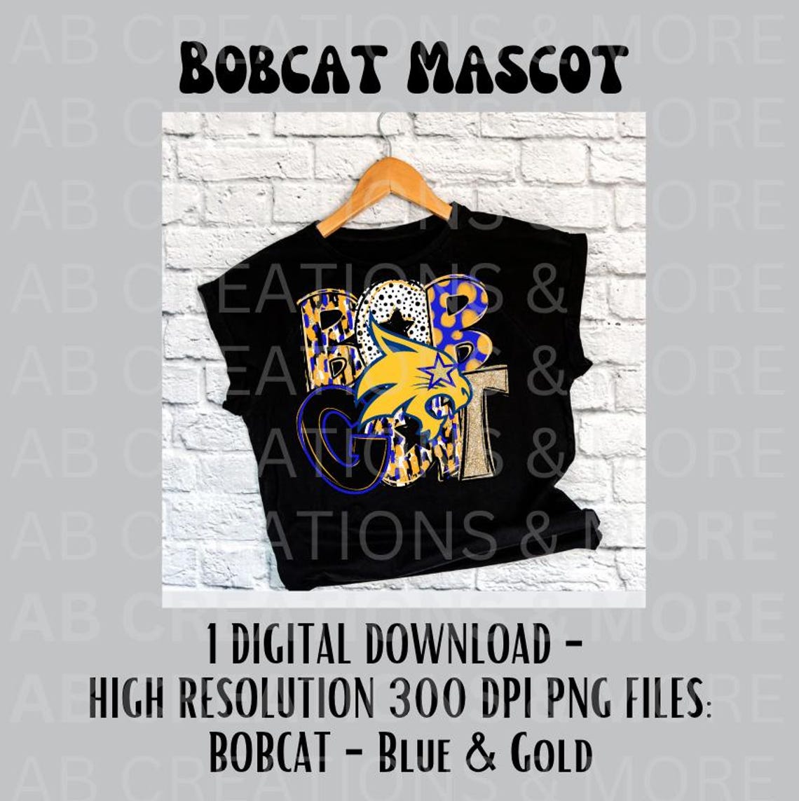 Preppy Bobcat Blue and Gold Mascot Digital PNG Fils . One Blue and Gold ...
