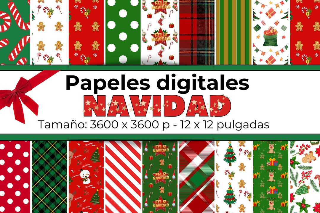 Papel Digital Navidad Descargable, Diseño Navideño para Imprimir ...