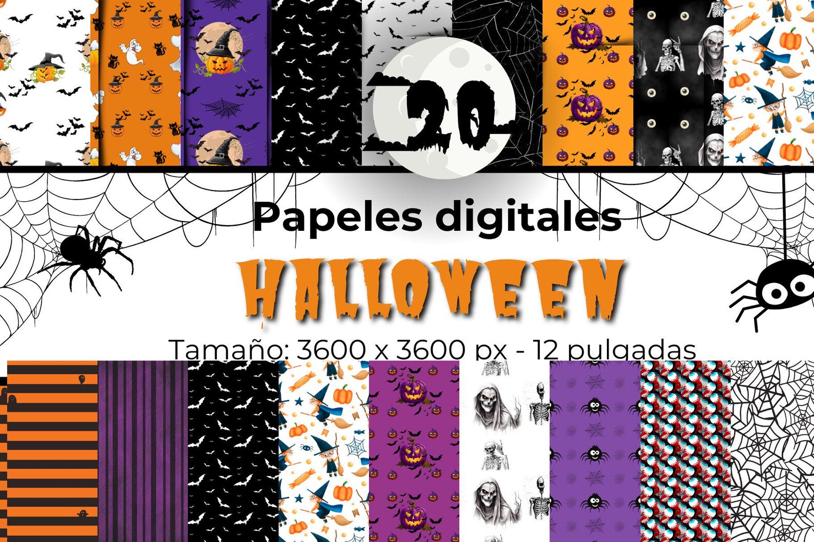 Halloween Kit Printable Digital Paper - Etsy