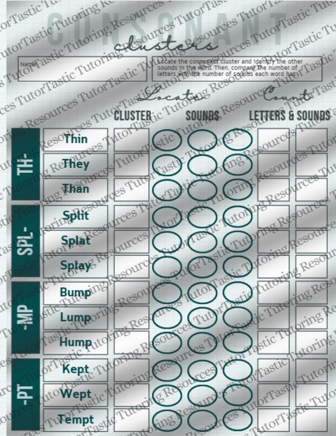 Consonant Clusters Workbook - Etsy