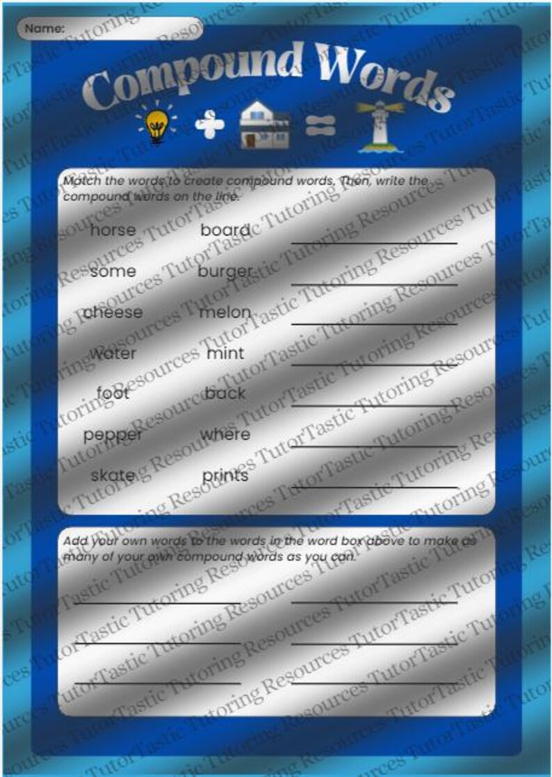 Compound Words Workbook - Etsy