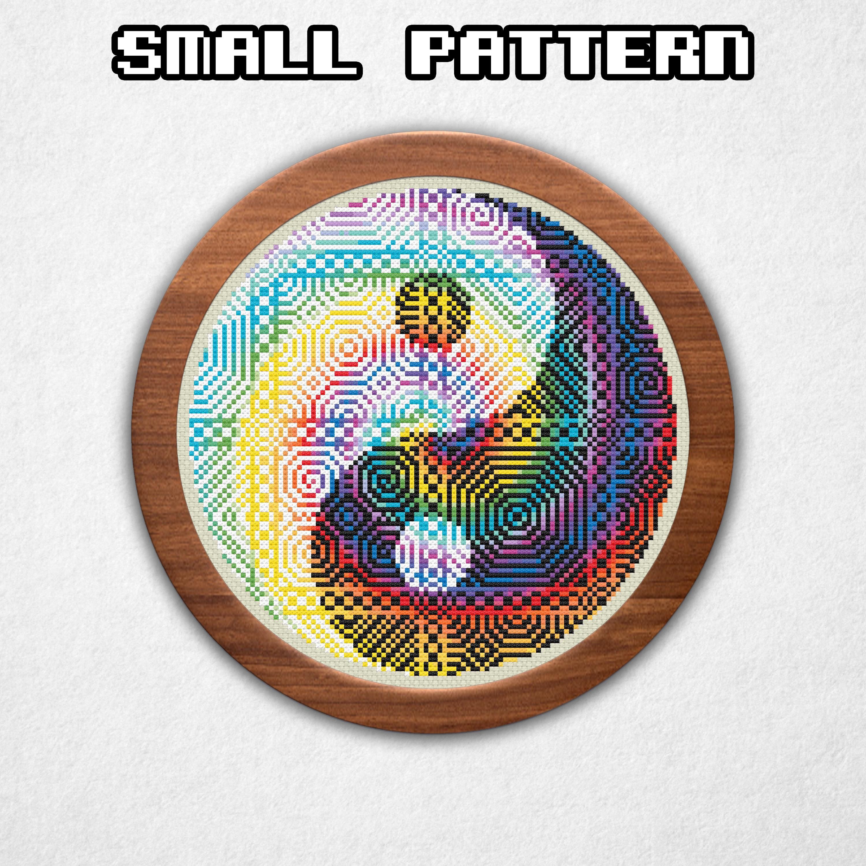 Yin Yang Tiles Cross Stitch Patterns - Quaker Style Sampler, Two Sizes ...