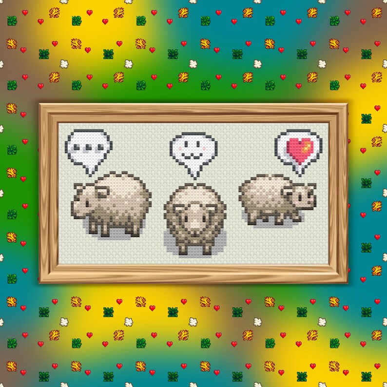Stardew Sheep Sprites - Cross Stitch Pattern PDF, Video Game Inspired ...