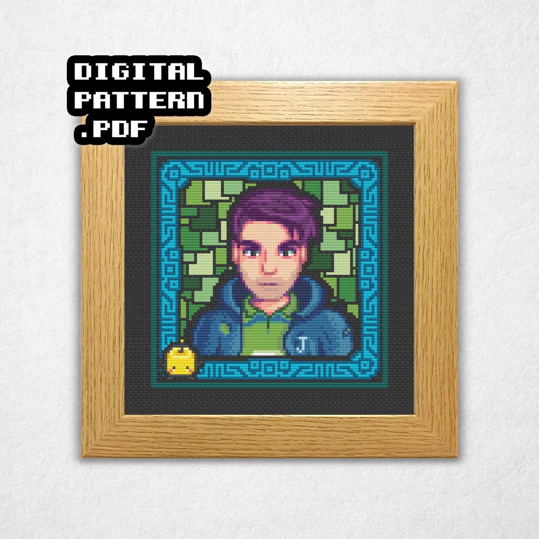 Shane Portrait - Stardew Valley Cross Stitch Pattern PDF, Stained Glass ...