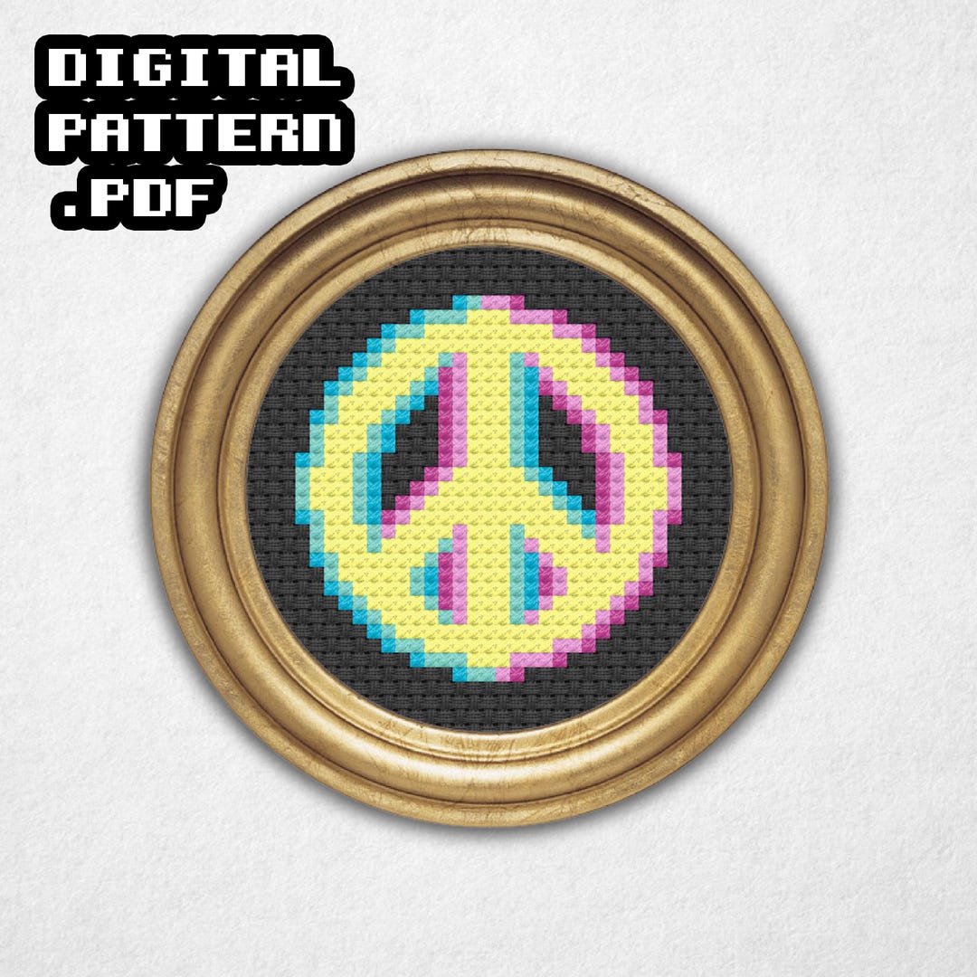 Peace Symbol - Mini Cross Stitch Pattern, Instant Download PDF, Pixel ...
