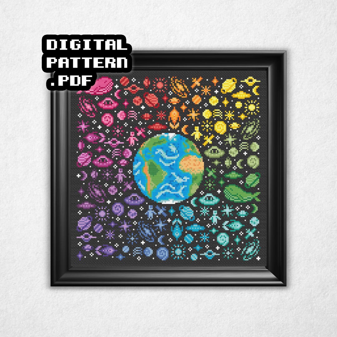 Chromatic Cosmos - Cross Stitch Pattern PDF, Color Wheel Pixel Art ...