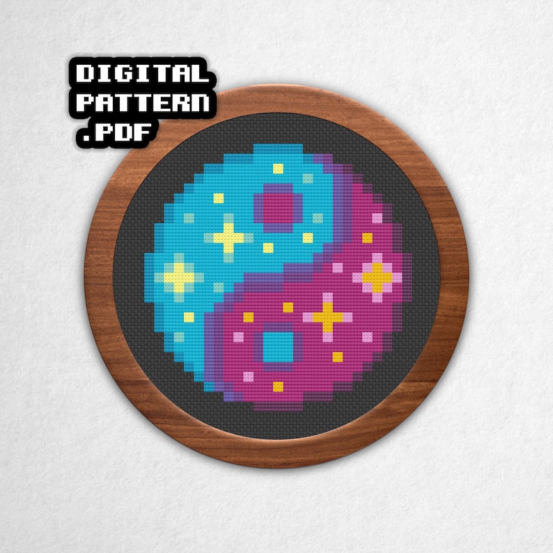 Yin Yang - Small Cross Stitch Pattern PDF, 3x3 Block Pixel Art Style ...