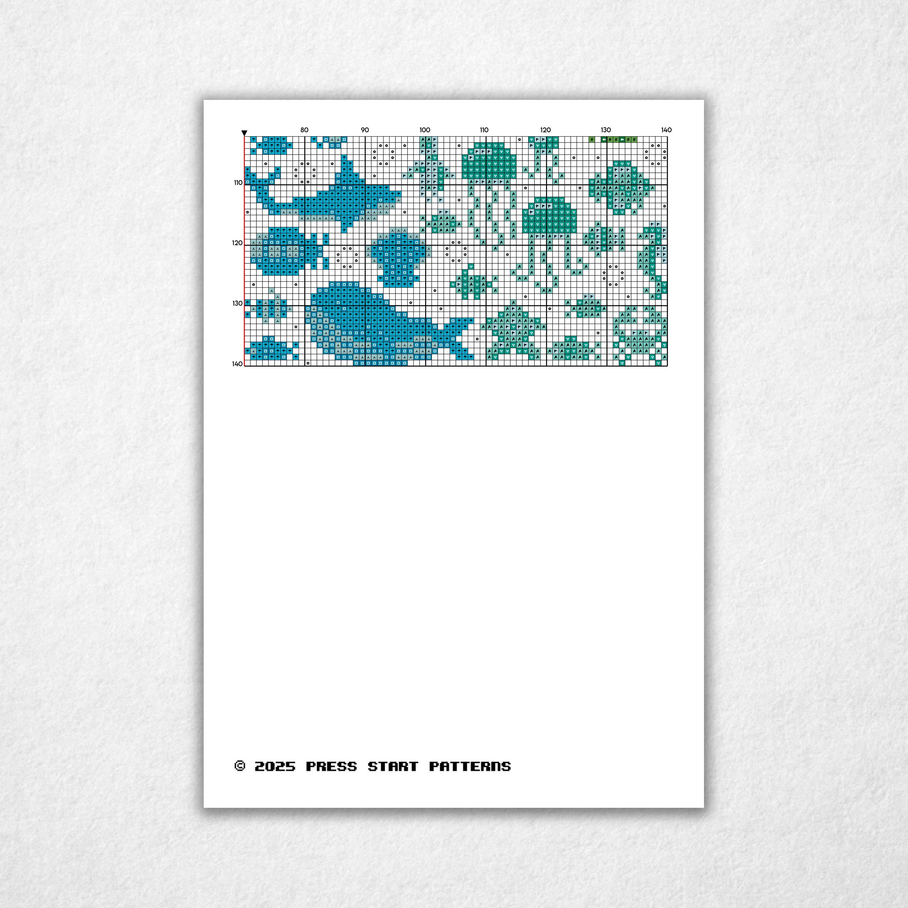 Chromatic Ocean - Cross Stitch Pattern PDF, Color Wheel Pixel Art Style ...