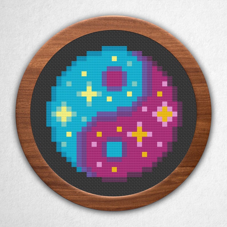 Yin Yang - Small Cross Stitch Pattern PDF, 3x3 Block Pixel Art Style ...