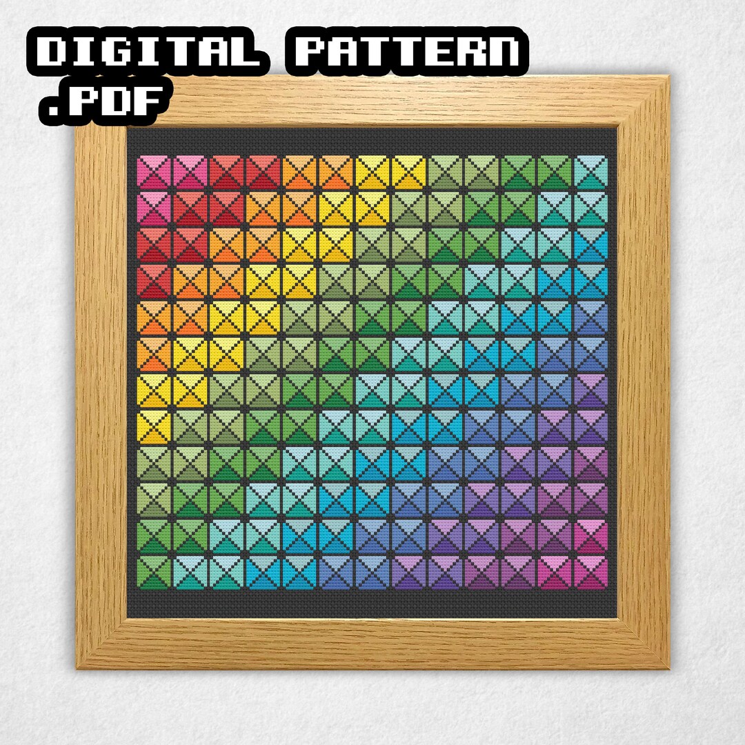 Rainbow Pyramids - Geometric Cross Stitch Pattern, Instant Download PDF ...