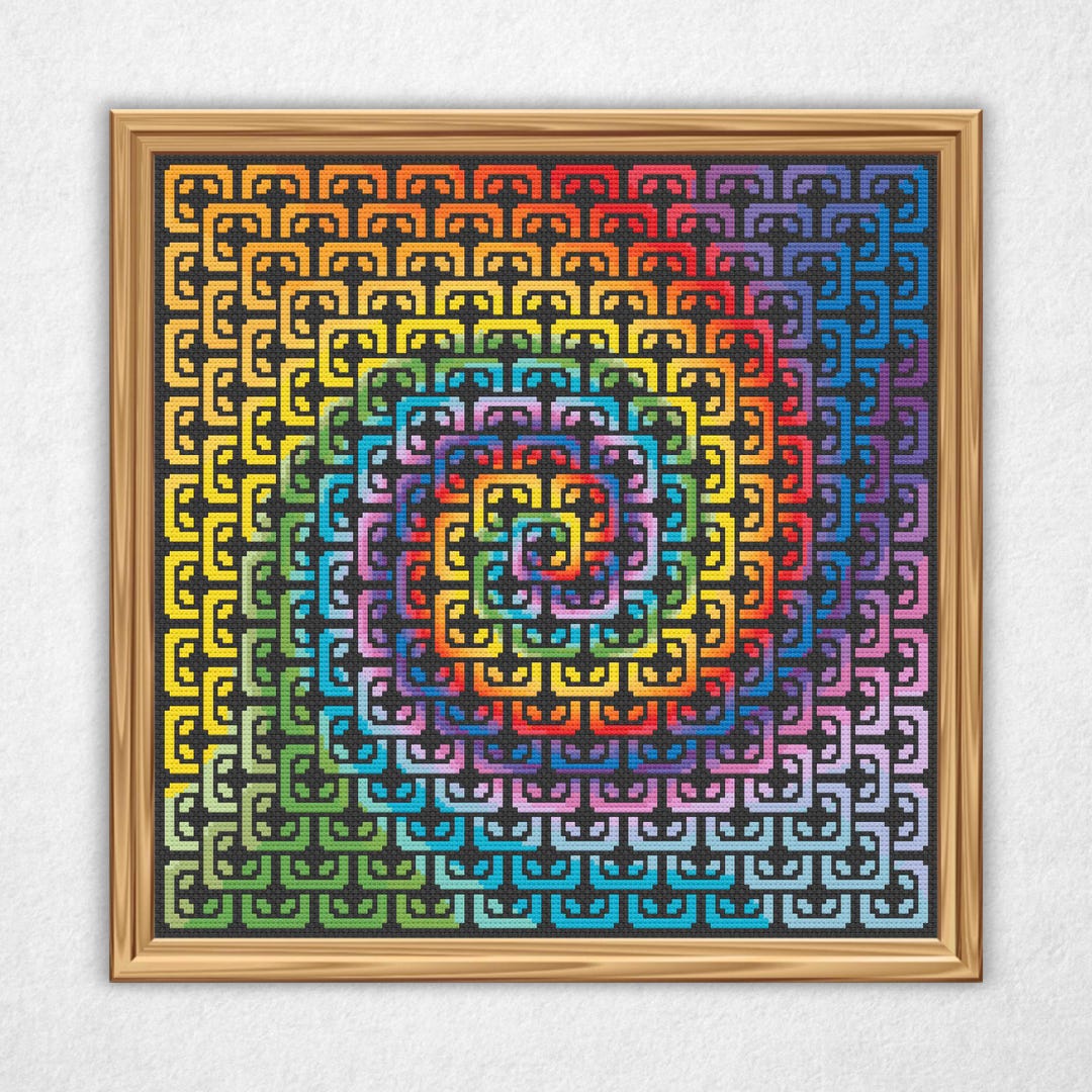 Layered Tie-dye Squares - Psychedelic Cross Stitch Pattern, Instant ...