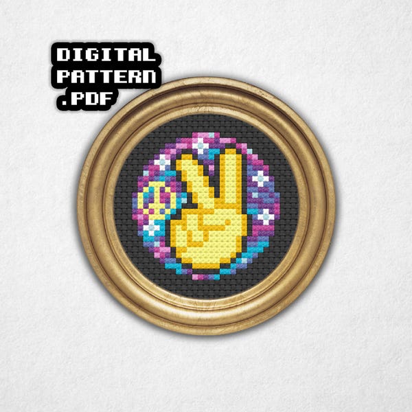 Peace Sign Cross Stitch - Etsy