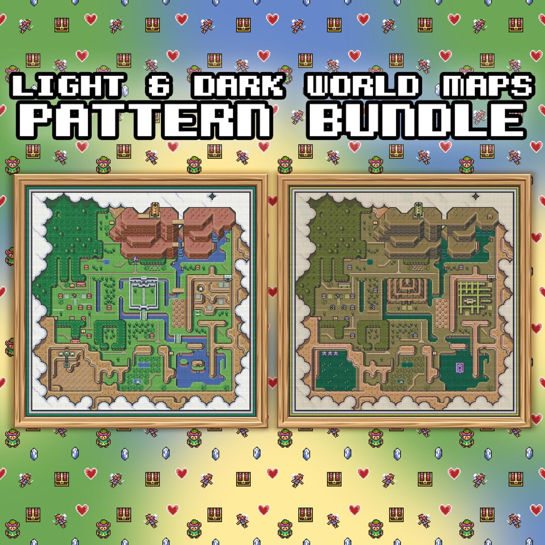 Light & Dark World Maps BUNDLE Game Scene Cross Stitch Pattern, Instant ...