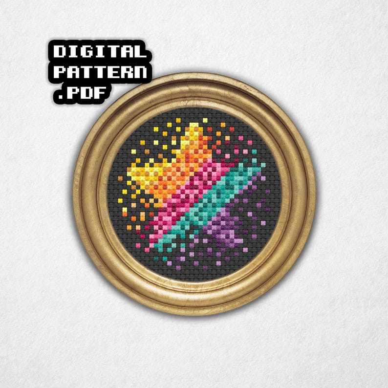 Vaporwave Block Star - Mini Cross Stitch Pattern PDF, Pixel Art Style Counted Crossstitch - Etsy