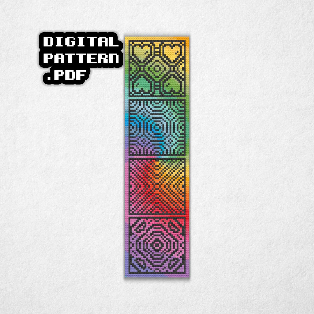 Tie-dye Square Tile Bookmark - Cross Stitch Pattern PDF, Quaker Style ...