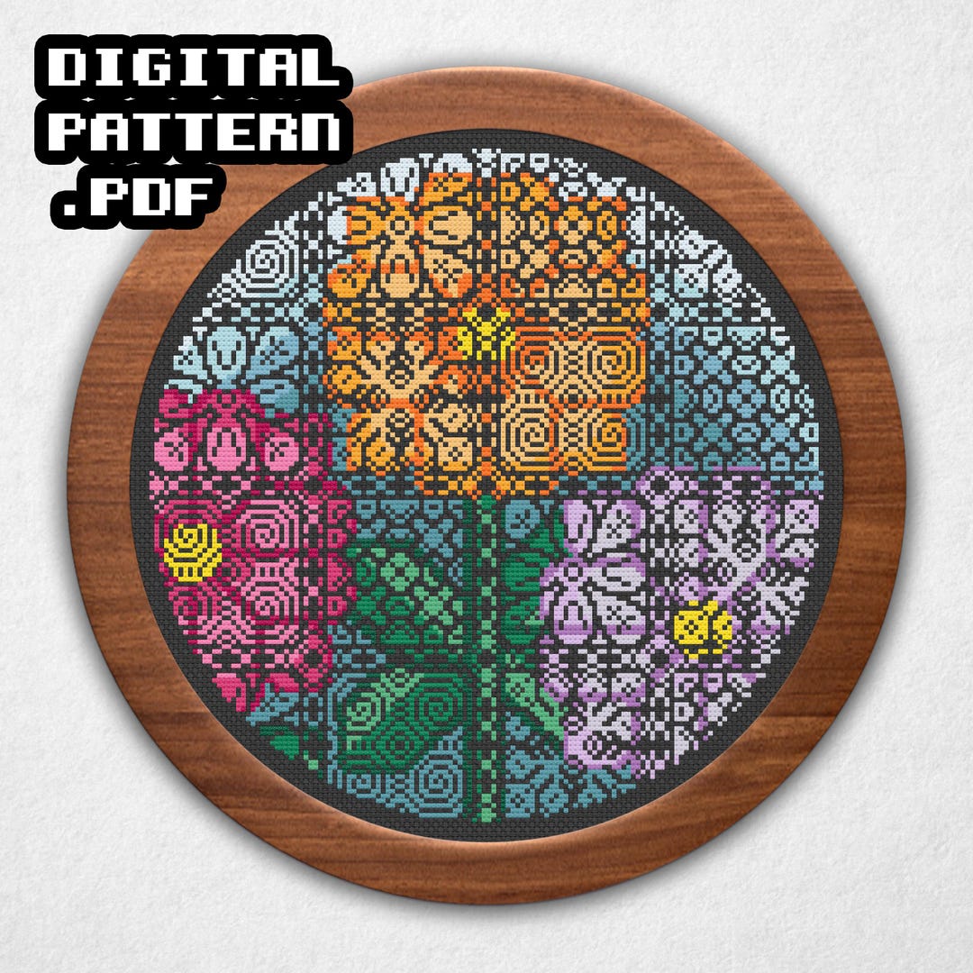 Patterned Daisy - Cross Stitch Patterns Large and Small, Instant ...