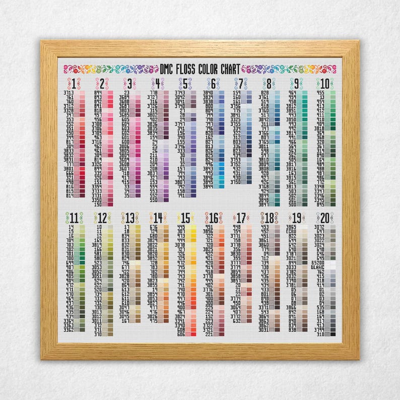 DMC Floss by Shade - Cross Stitch Pattern PDF, Thread Sample ...