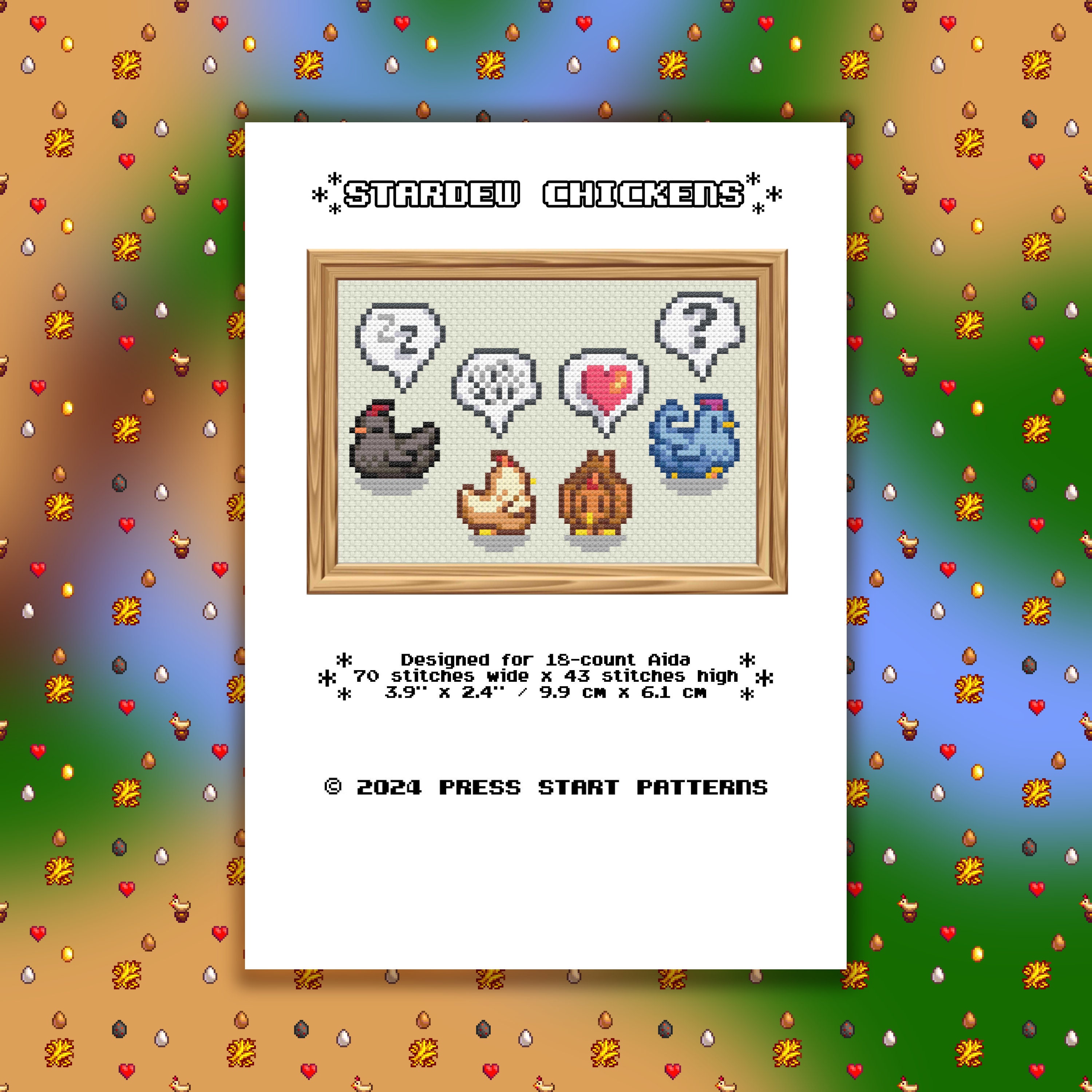Stardew Chicken Sprites - Bite Sized Sprite Display Cross Stitch ...