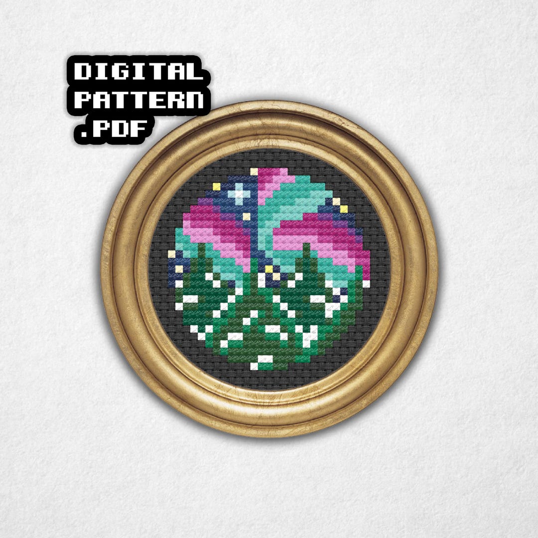 Aurora Borealis - Mini Cross Stitch Pattern PDF, Pixel Art Style ...