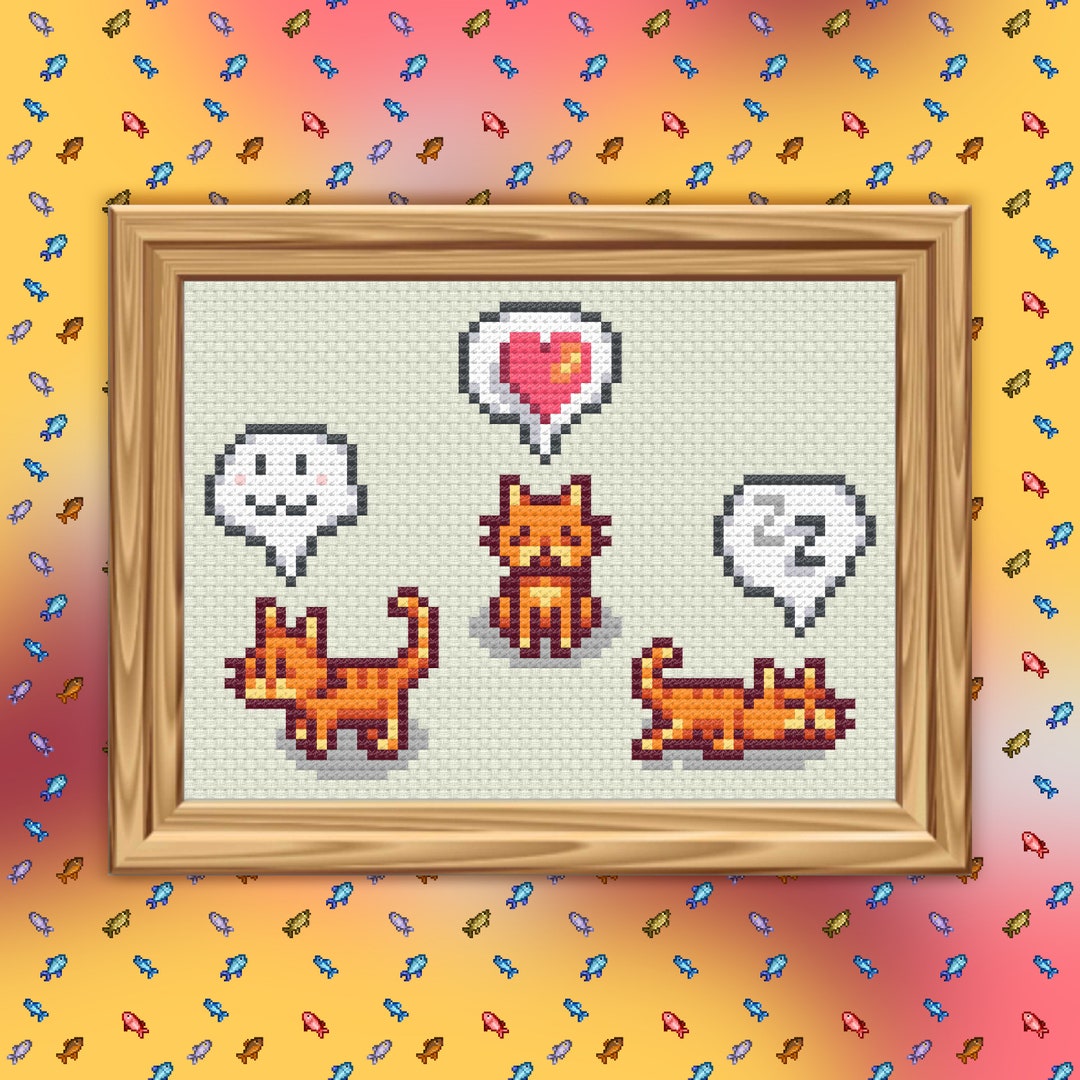 Stardew Cat Sprites Cross Stitch Pattern - Etsy