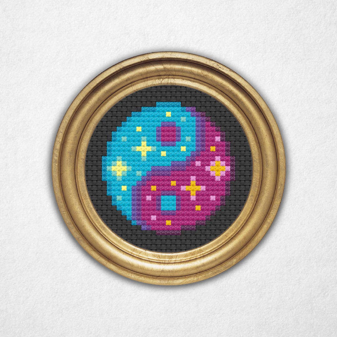 Yin Yang - Mini Cross Stitch Pattern, Instant Download PDF, Pixel Art ...
