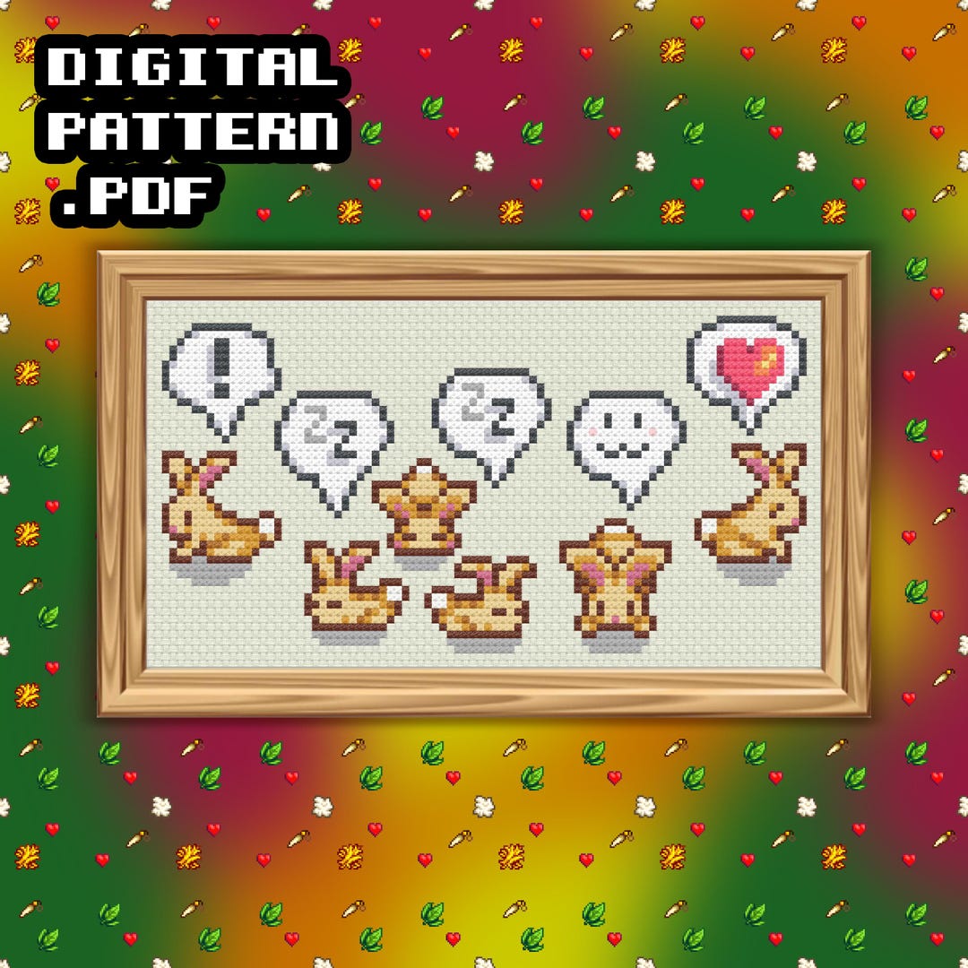 Stardew Rabbit Sprites - Bite Sized Sprite Display Cross Stitch Pattern ...