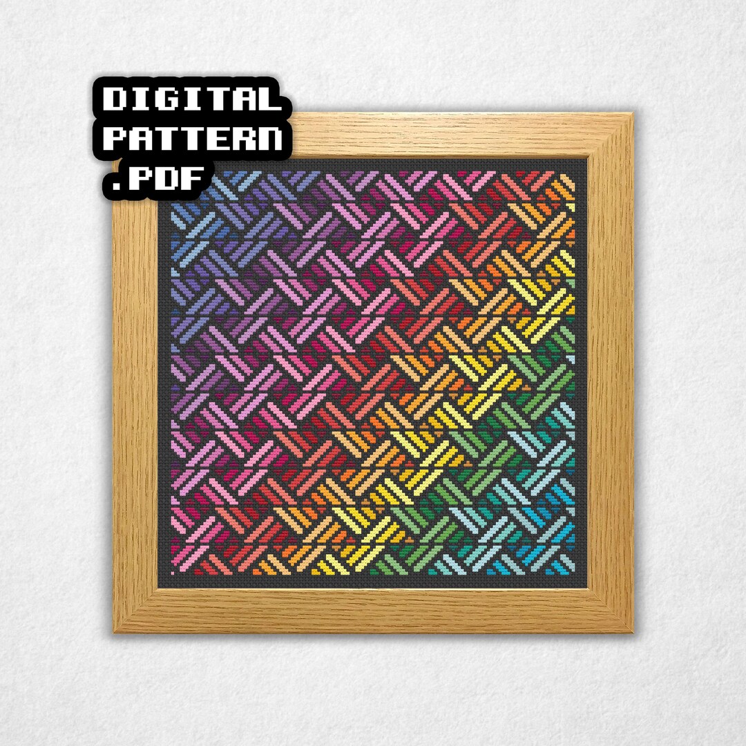 Rainbow Zig-zag - Cross Stitch Pattern PDF, Geometric Style Abstract ...
