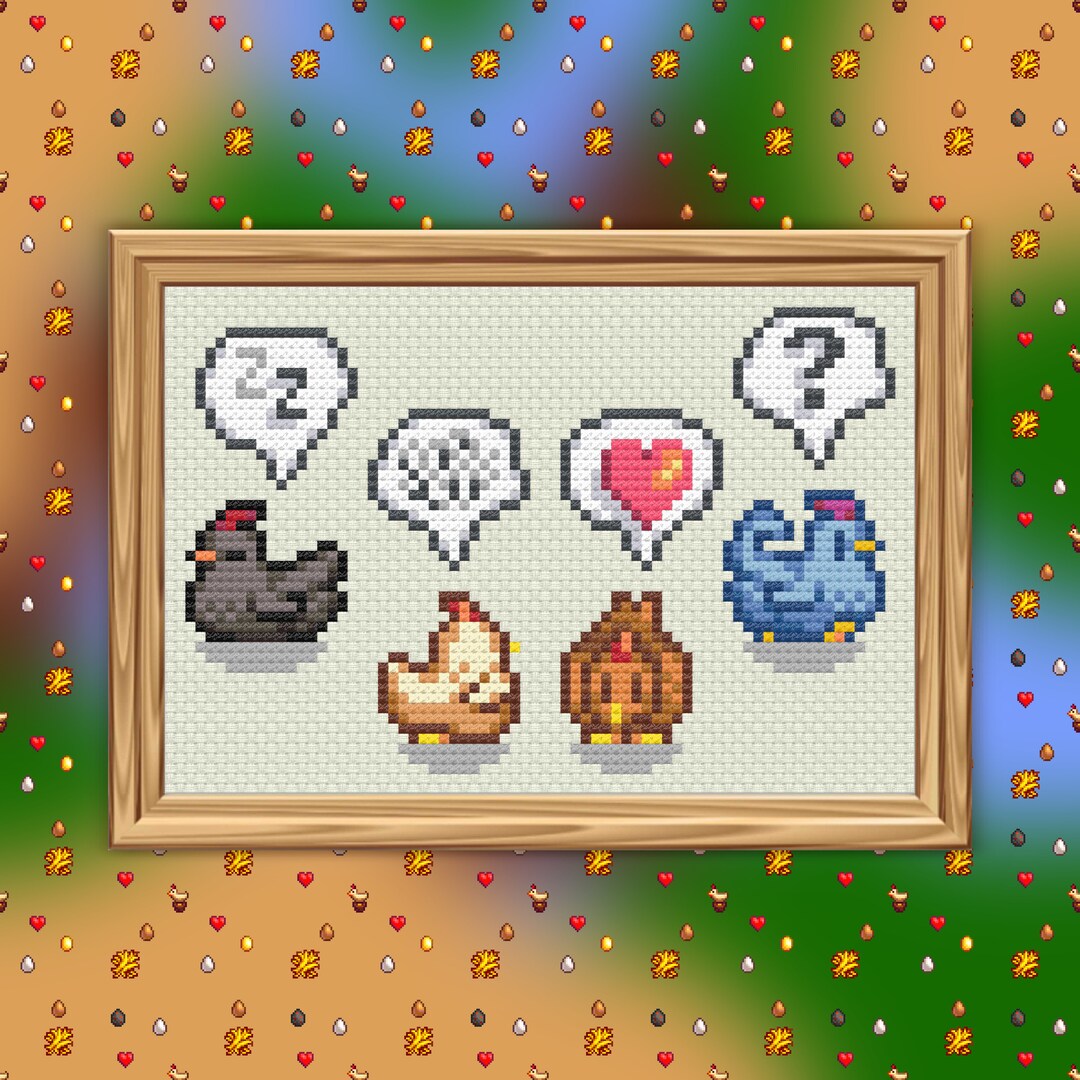 Stardew Chicken Sprites - Bite Sized Sprite Display Cross Stitch ...